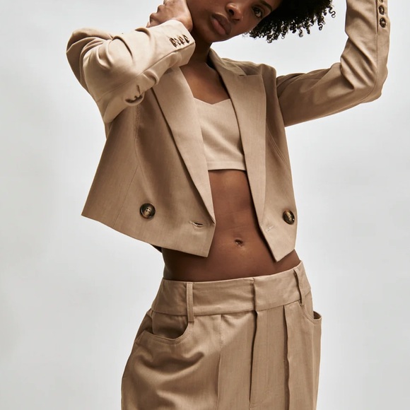 white birch | Jackets & Coats | New White Birch Black Label Cropped Blazer In Tan Size Small ...